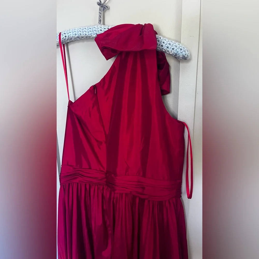 Mac Duggal | Dresses | Mac Duggal Red Solid Colored One Shoulder Formal ...